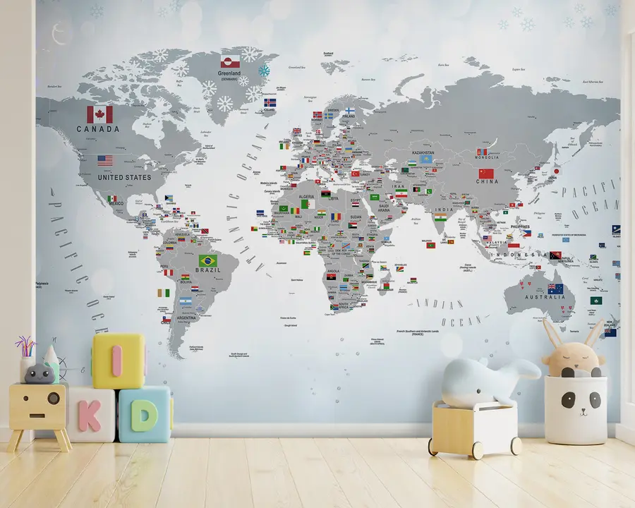 Tapet harta lumii pentru copii cumpără în magazinul online Uwalls.md